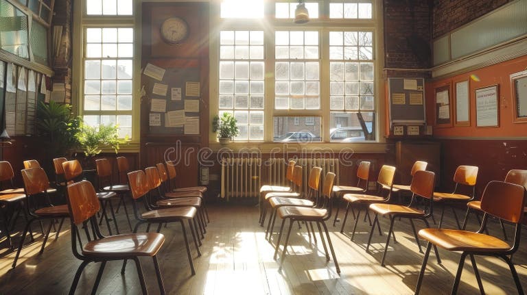 Bright school classroom stock illustration. Illustration of venue ...