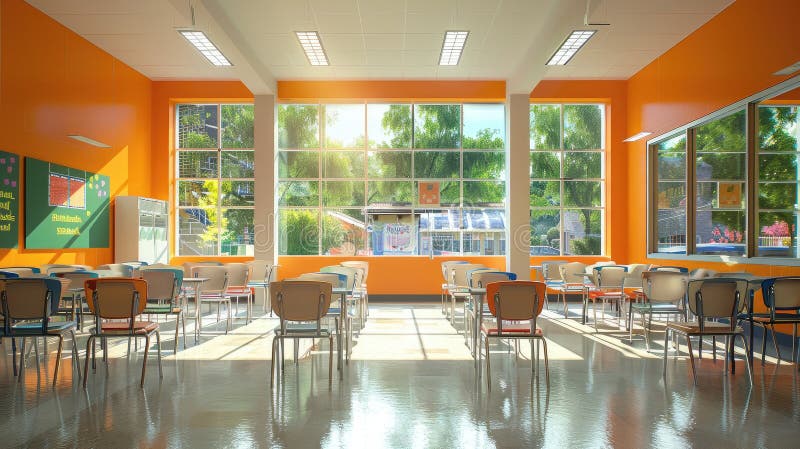 Bright school classroom stock illustration. Illustration of retro ...