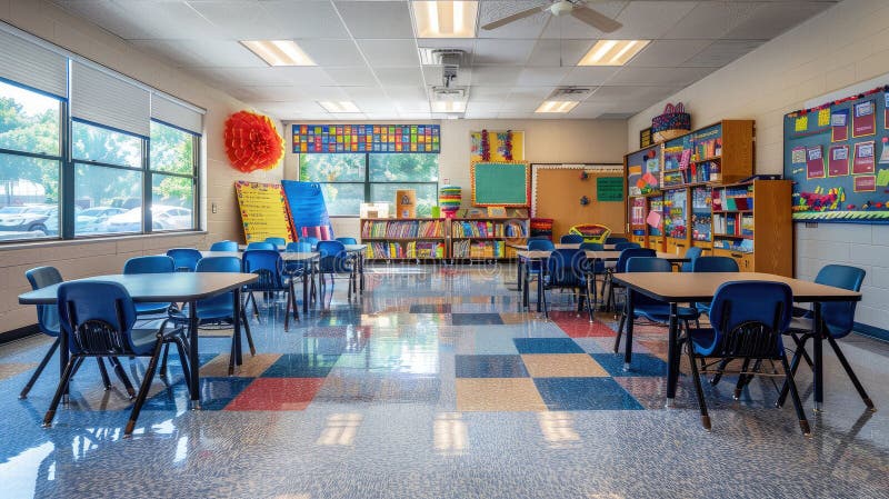 Bright school classroom stock illustration. Illustration of design ...