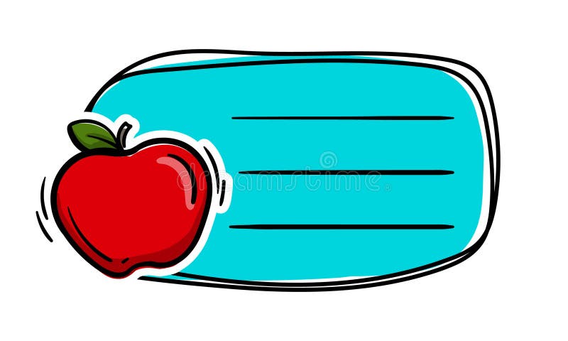 Bright School Sticker with an Apple and Space for Text. Simple Vector ...