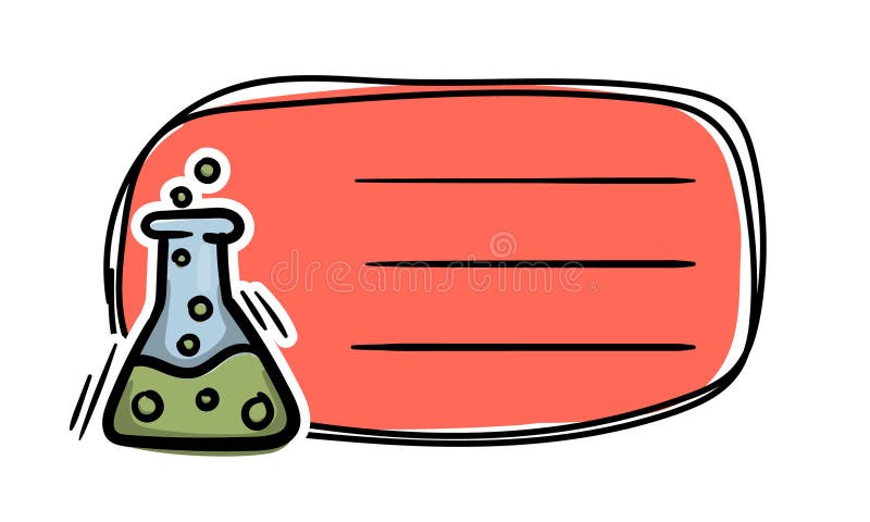 Bright School Sticker with a Chemical Flask and Space for Text. Simple ...
