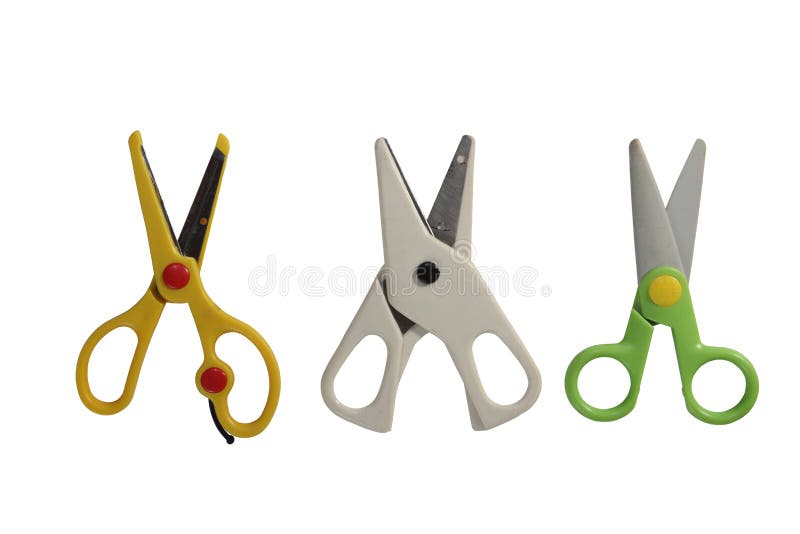 Bright Scissors for Kids on White Background Stock Image - Image of ...