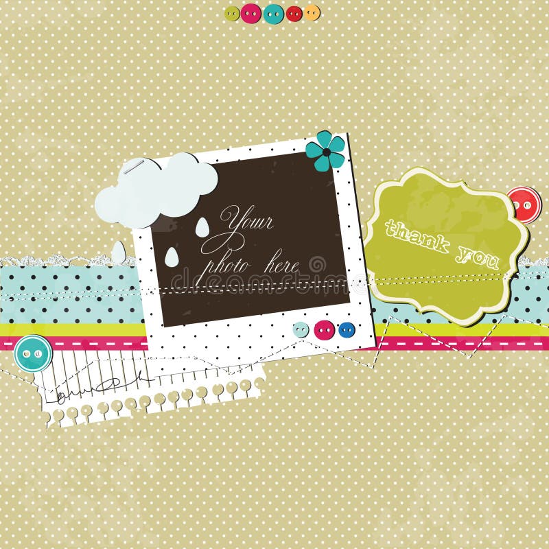 Scrap Template with a Cloud Stock Vector - Illustration of grunge, deco ...