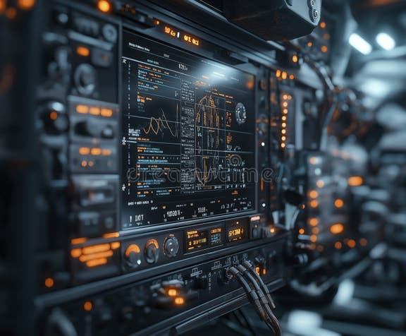 High-tech Control Panel Displaying Data and Analytics in a Futuristic ...