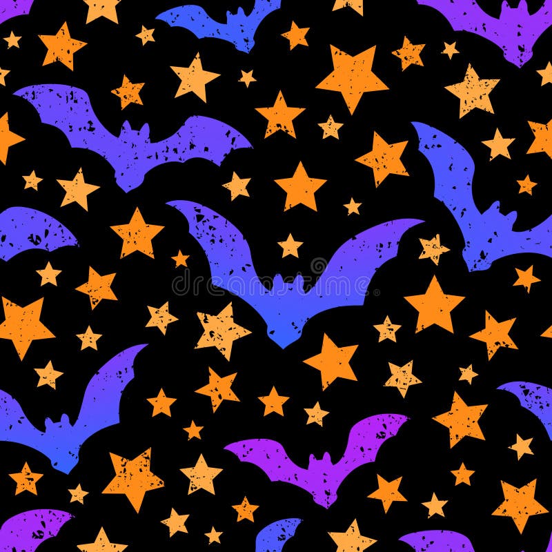 Seamless Background of Bats and Stars Stock Vector - Illustration of ...