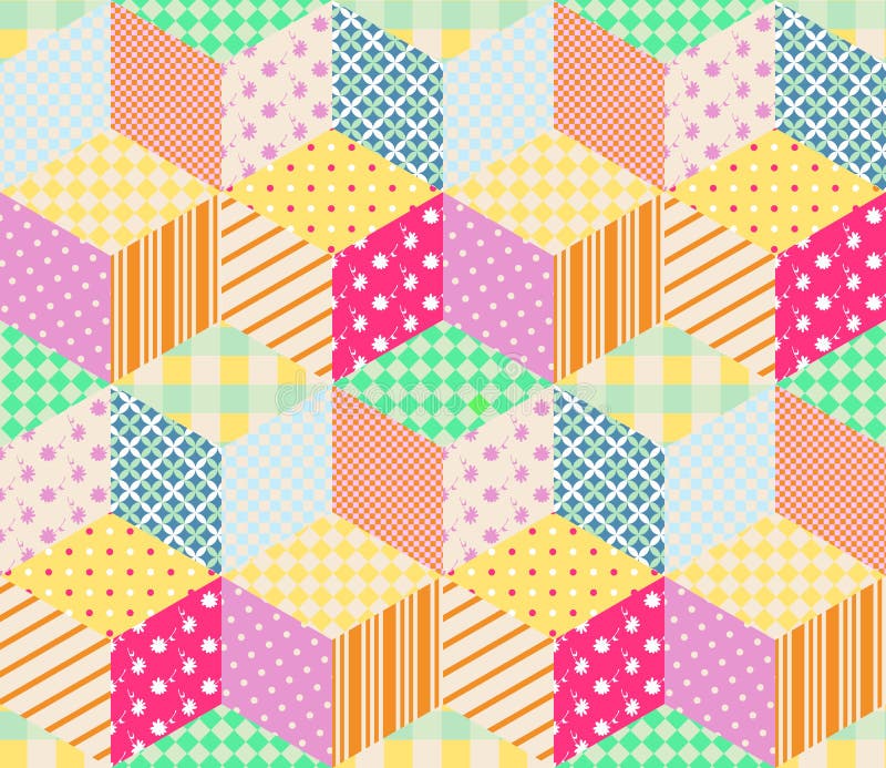 Bright Seamless Patchwork Pattern in Red Colors. Patches with Floral ...