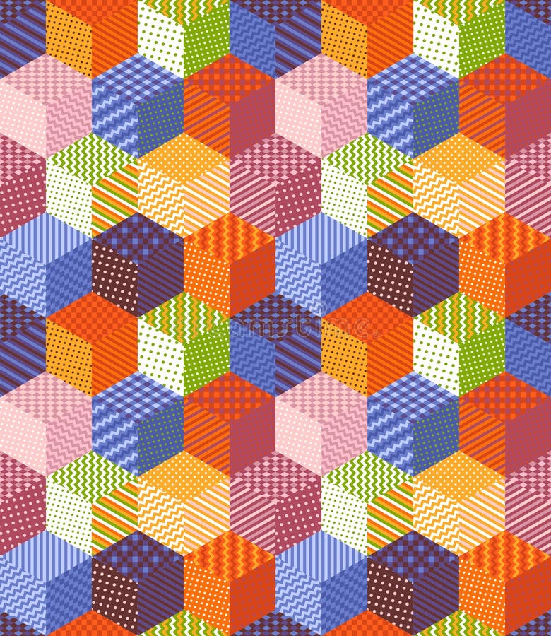 Bright Seamless Patchwork Pattern in Red Colors. Patches with Floral ...