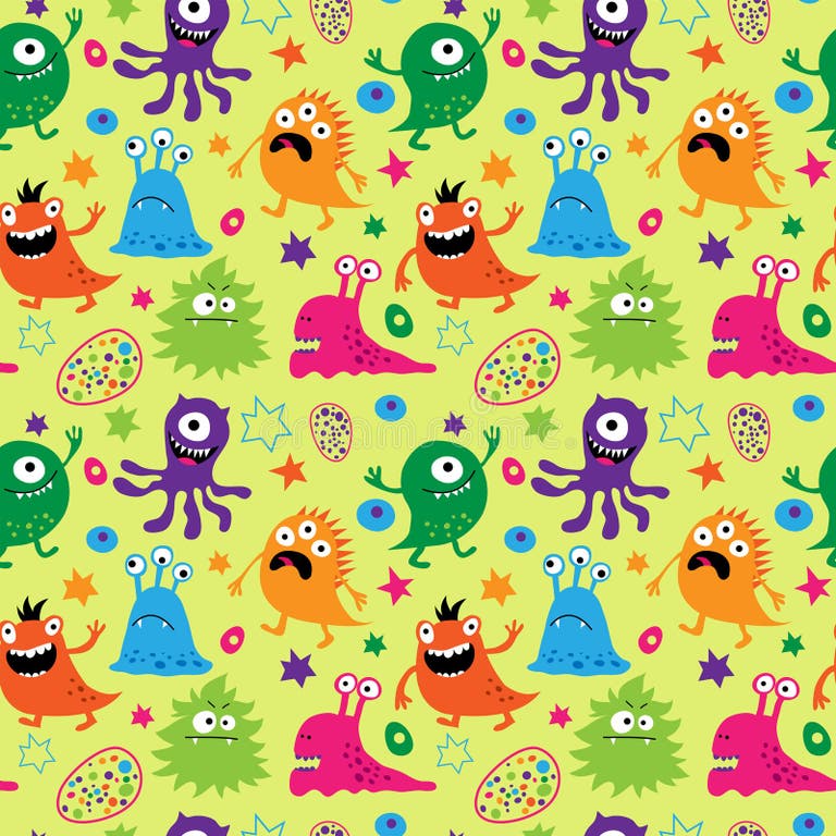 Bright Seamless Pattern with Aliens Stock Vector - Illustration of ...