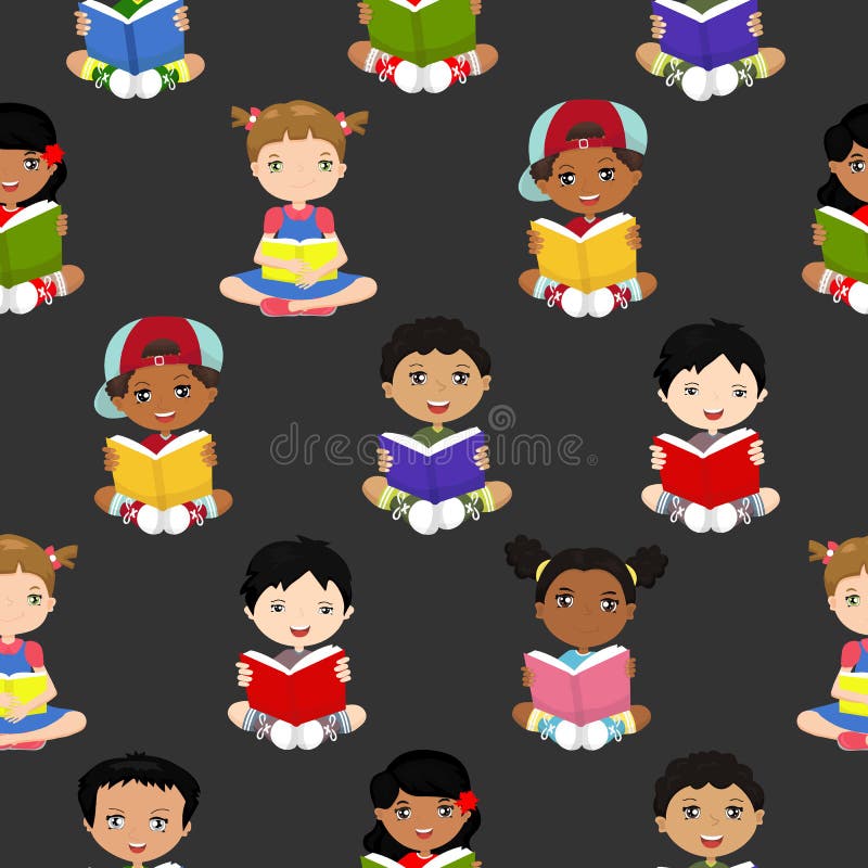 Bright Seamless Pattern with Children of Different Ethnicities and ...