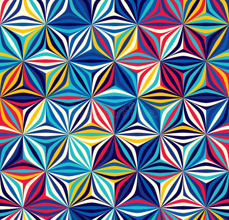Bright Seamless Pattern of Geometric Shapes. Color Creates the Volume ...