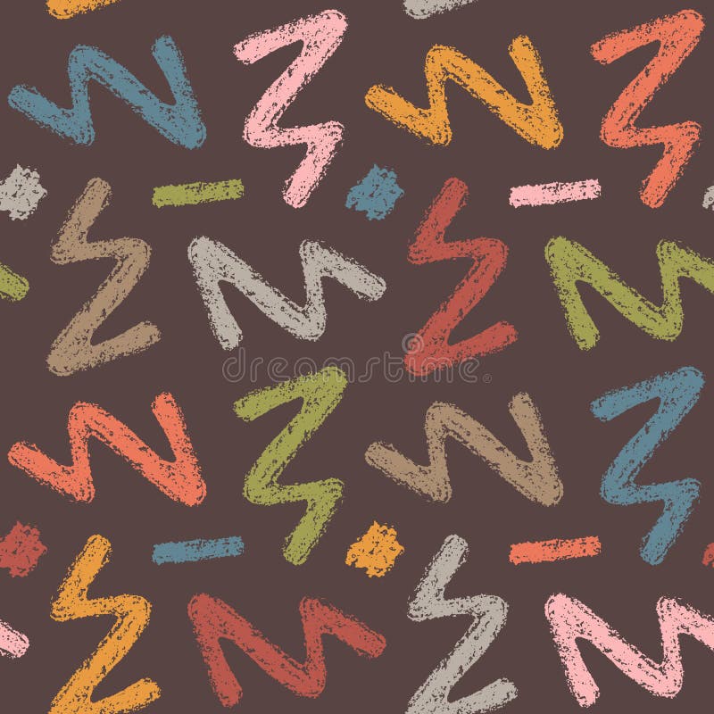 Bright Seamless Pattern of Hand-Drawn Colorful Scribbles on Dark Brown ...