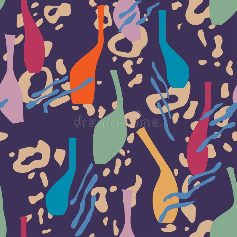 Bright Seamless Pattern with Lines, Spots and Dots. Vector Illus Stock ...