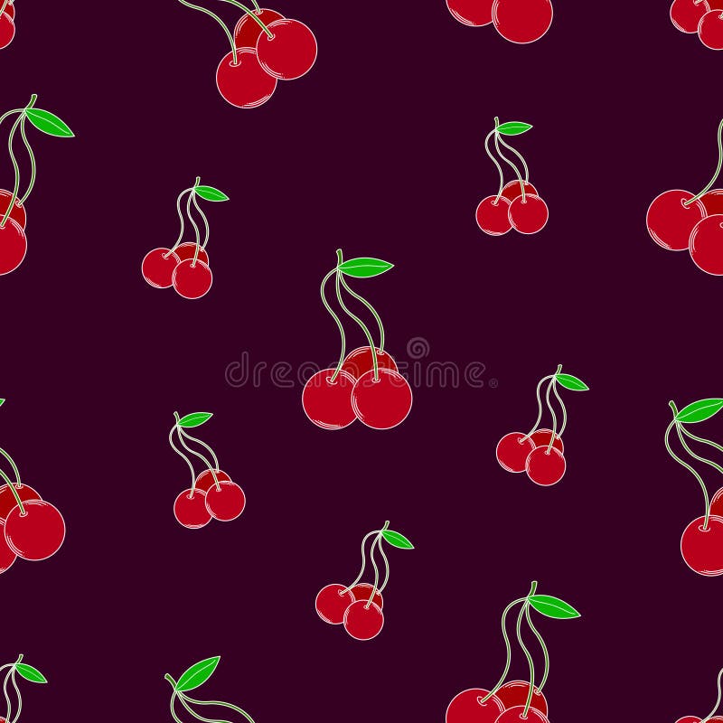 Bright Seamless Pattern with Lovely Cherries. Stock Illustration ...