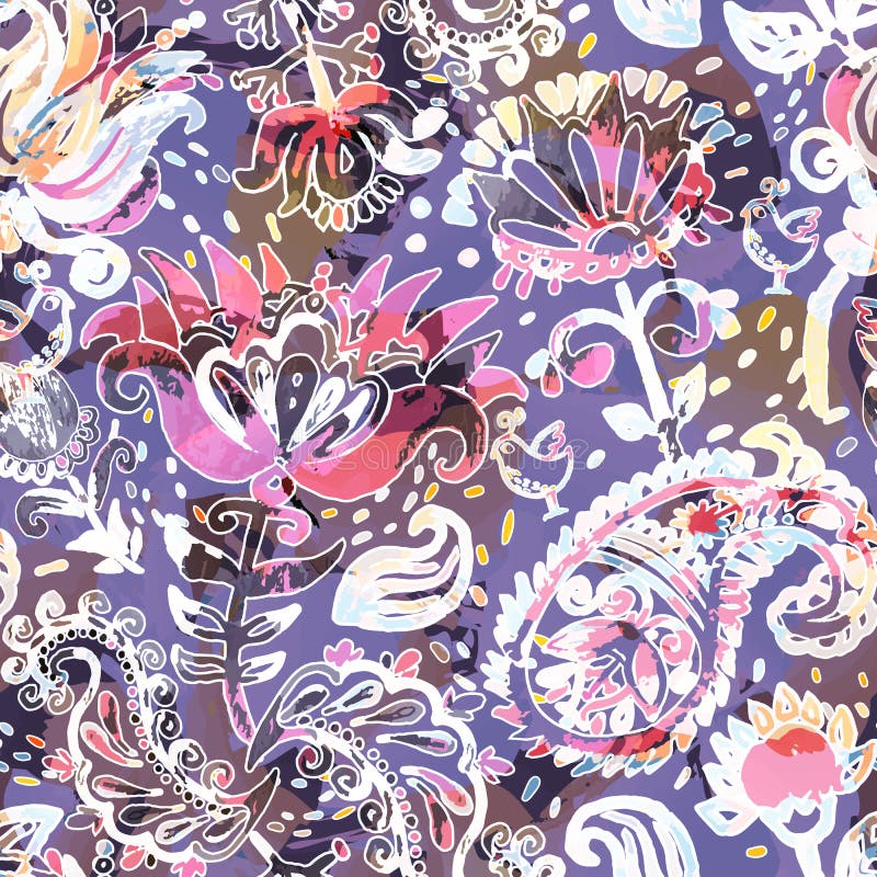 Bright Seamless Pattern in Paisley Style. Colorful Background Stock ...