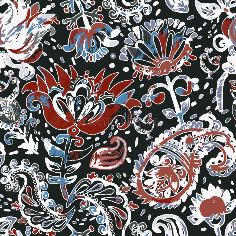 Bright Seamless Pattern In Paisley Style Colorful Background Stock