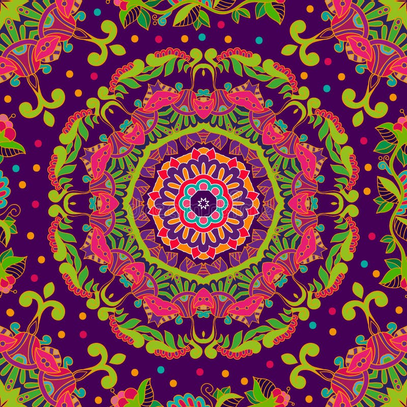 Bright Seamless Pattern in Paisley Style. Colorful Background Stock ...