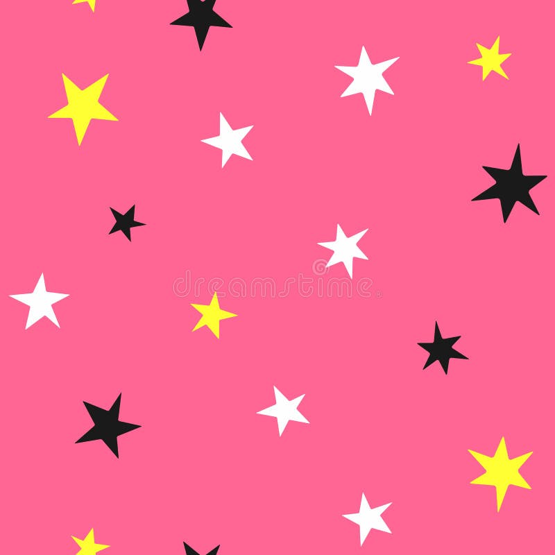 Bright Seamless Pattern with Randomly Scattered Stars. Girly Print ...