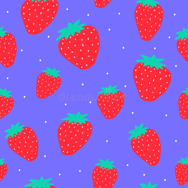 Bright Seamless Pattern with Red Abstract Strawberry in Different Sizes ...
