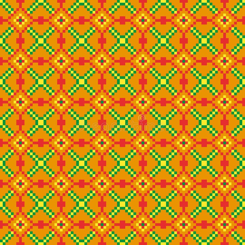 Bright Seamless Stitching Pattern on an Orange Background Stock Vector ...