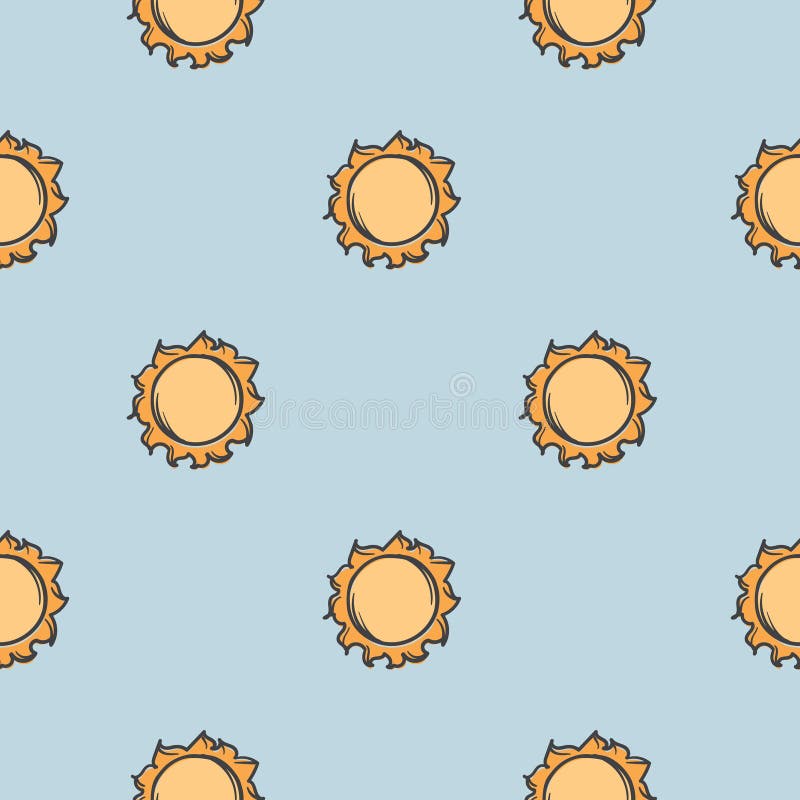 Bright Seamless Summer Pattern with Sun. Vector Editable Background for ...