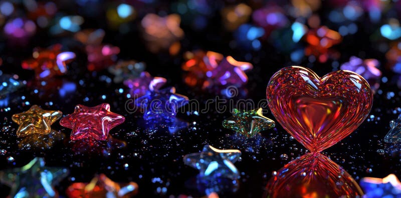 Bright, See-through Shapes Reflecting Light Form a Vivid Show on a Dark ...