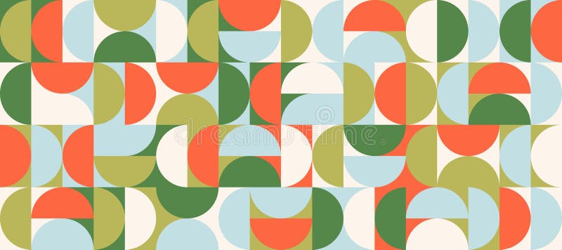 Bright Semicircle Seamless Pattern. Abstract Geometric Half Circle and ...
