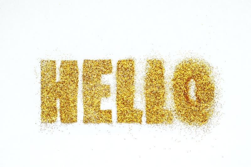 Bright Sequins Text on White Background. Hello Stock Photo - Image of ...