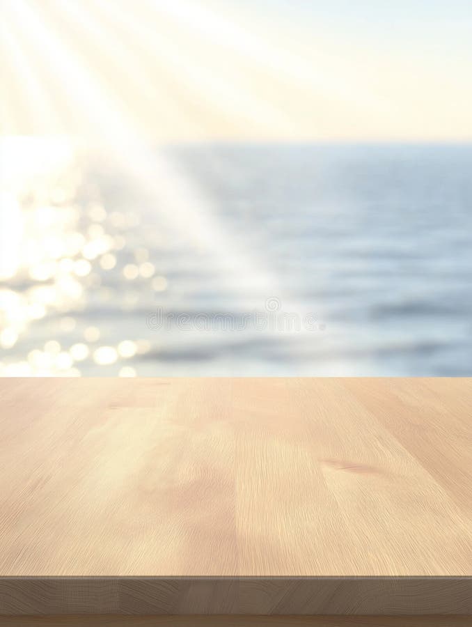 Bright and Serene Tabletop Display with Seaside Villa View at Sunset ...