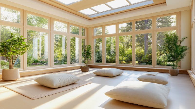 Bright and Serene Yoga Studio with Natural Light and Comfortable ...