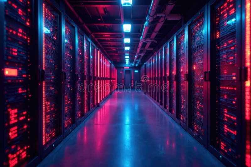 Bright Server Room, Internet Connections Mapped, Room, Network, Racks ...