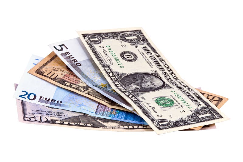 Bright Set of Different Euro and Dollar Notes Stock Image - Image of ...