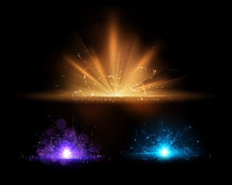 Bright Set of Magic Explosion Vectors with Light Effects. Stock Vector ...