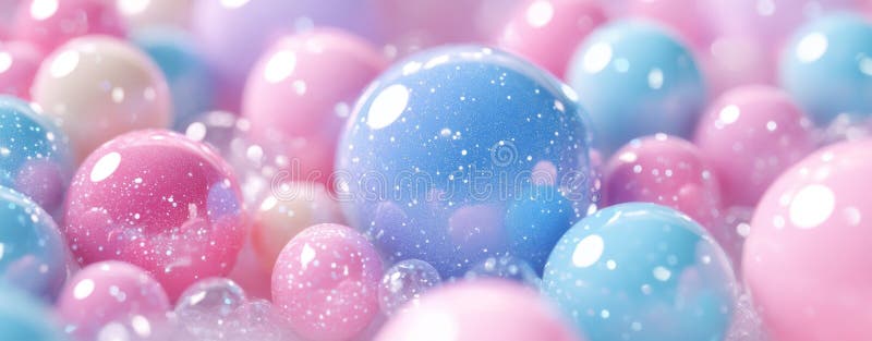 A Bright Setting with Colorful, Floating Spheres of Various Sizes ...