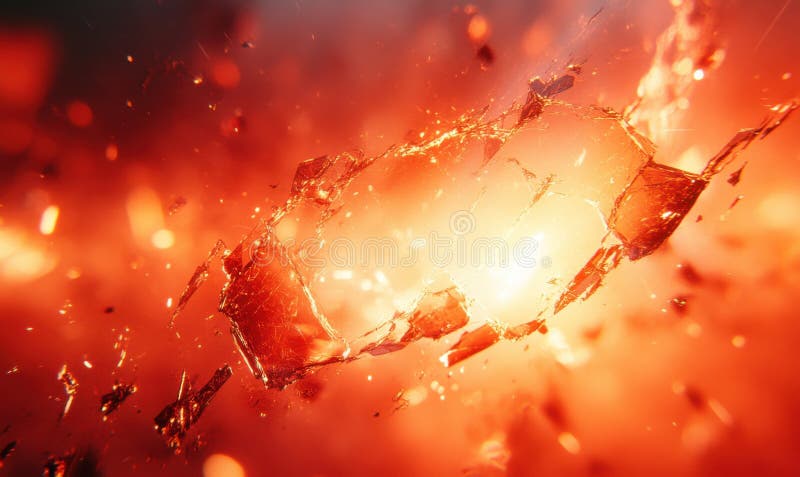 Fiery Explosion Red Orange Glowing Fragments Stock Photos - Free ...