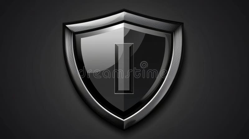Bright Shield Icon on Black Background, Symbolizing Security ...