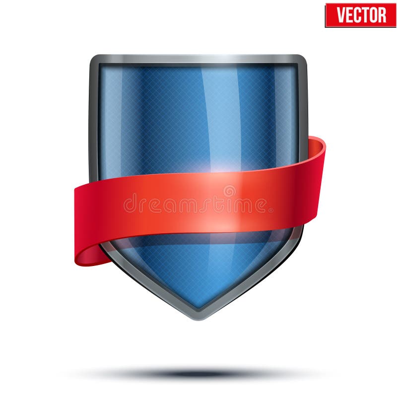 Bright shield with ribbon. stock vector. Illustration of protection ...