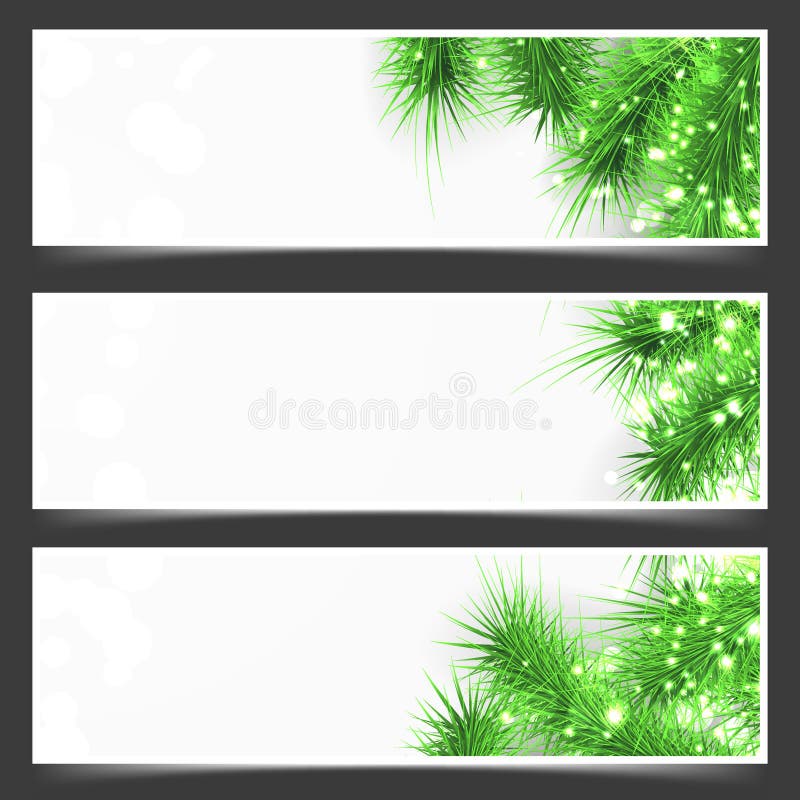 Bright Shimmering Green Fir Tree Branches Flyer Stock Vector ...