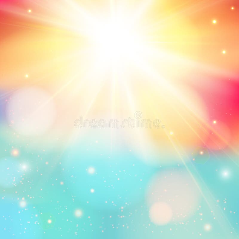 Bright Shining Sun With Lens Flare. Soft Background With Bokeh E Stock ...