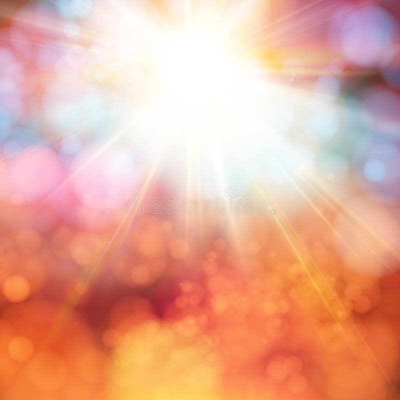 Bright Shining Sun With Lens Flare. Soft Background With Bokeh E Stock ...