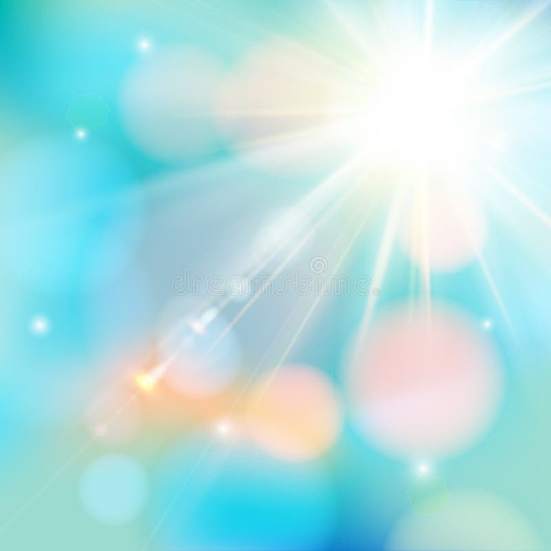 Bright Shining Sun with Lens Flare. Soft Background with Bokeh E Stock ...