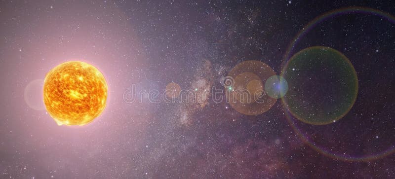 The Bright Shining Sun in the Universe Stock Illustration ...