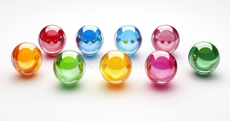 Bright and Shiny 3D Glass Balls Collection, Multicolored Modern ...