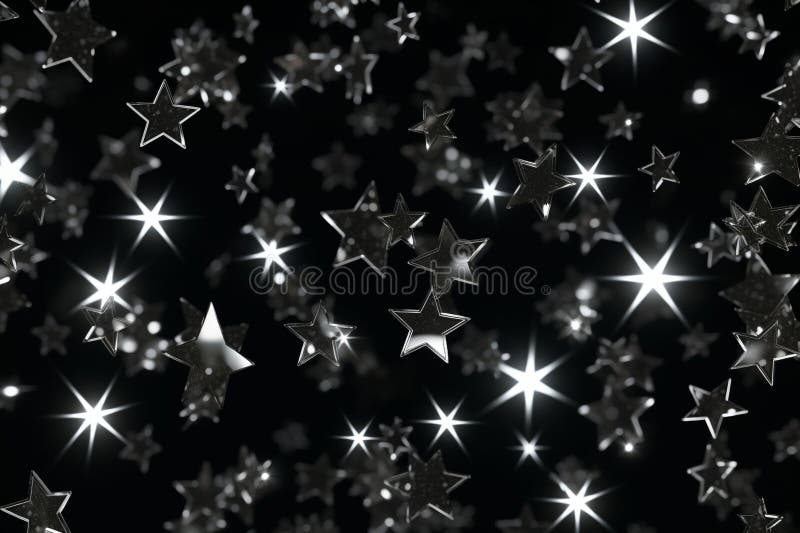 Bright and Shiny Silver Stars on a Dark Stock Illustration ...