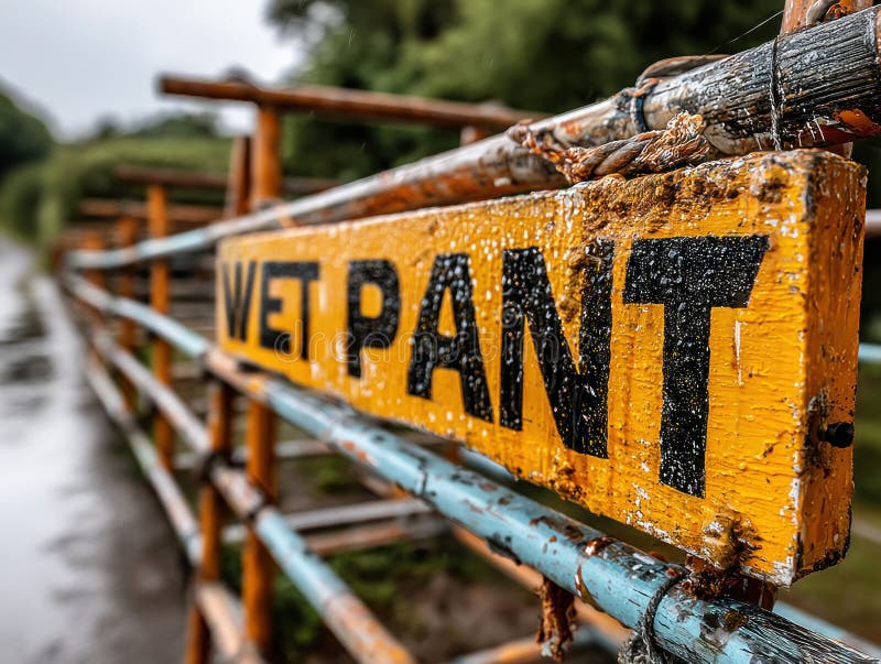 A Bright Sign Warning of Wet Paint in the Area Stock Photo - Image of ...