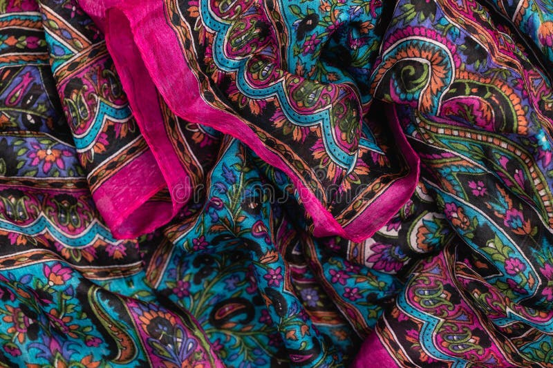 Bright Silk Colorful Scarf Background Stock Image - Image of colors ...
