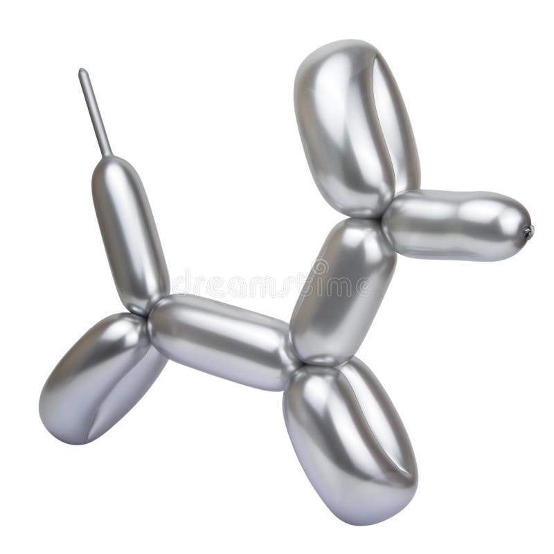 Bright Silver Balloon Dog Figure Isolated on the White Background Stock ...
