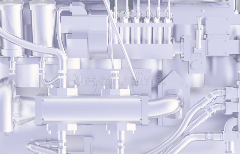 Bright Silver Engine Vehicle Closeup Stock Illustration - Illustration ...