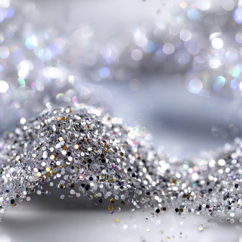 Bright Silver Glitter with Shiny Reflections Creates a Vibrant Backdrop ...