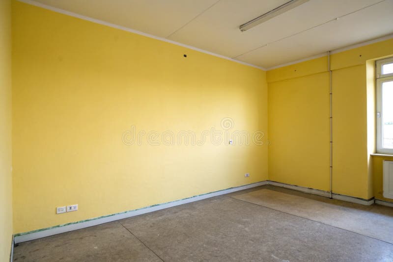 Empty yellow room corner stock illustration. Illustration of bright ...