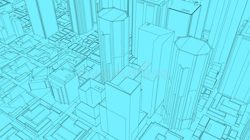 Bright Sketch City Render Background Stock Illustration - Illustration ...